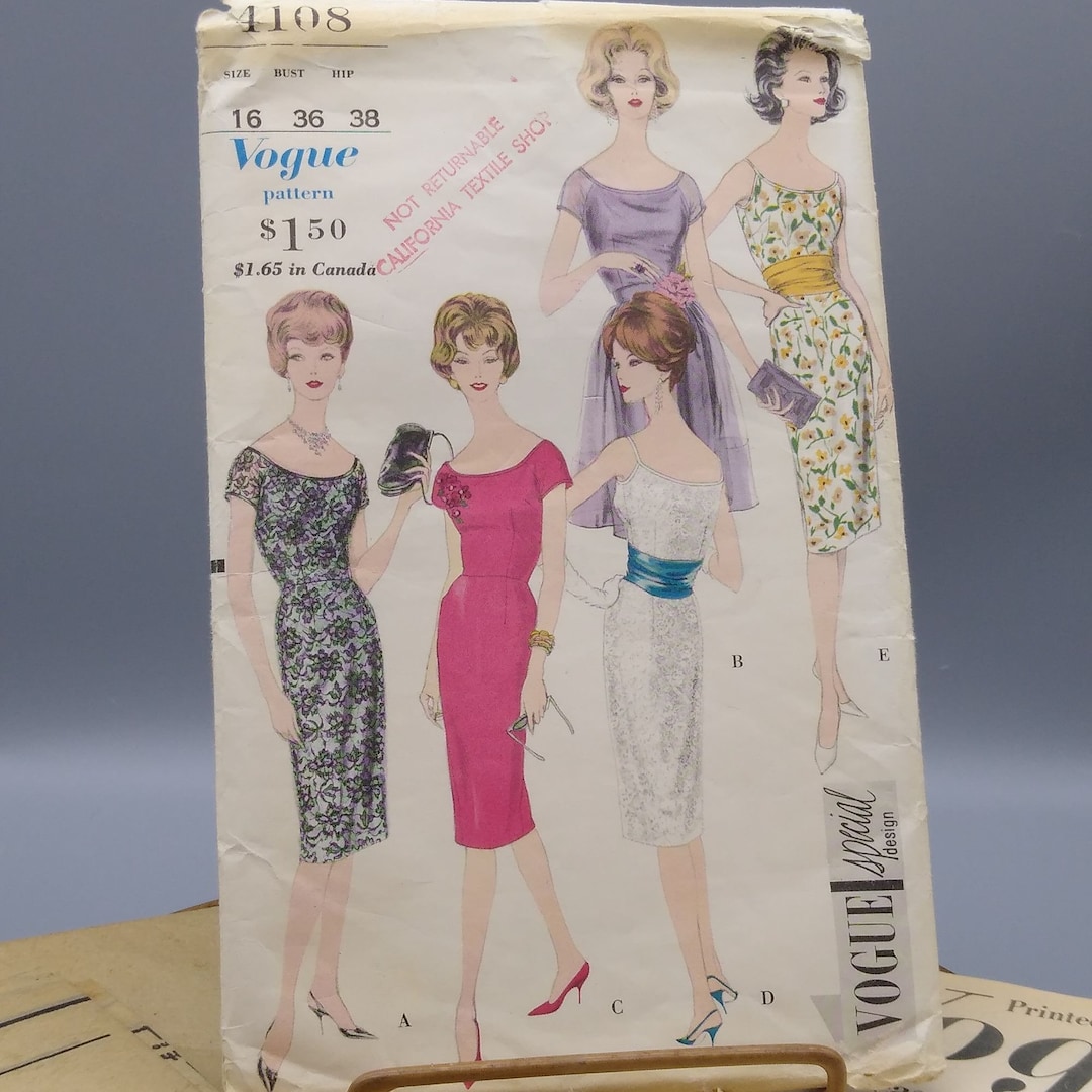 Vintage Sewing PATTERN Vogue Patterns 4108, Special Design 1960 Womens ...