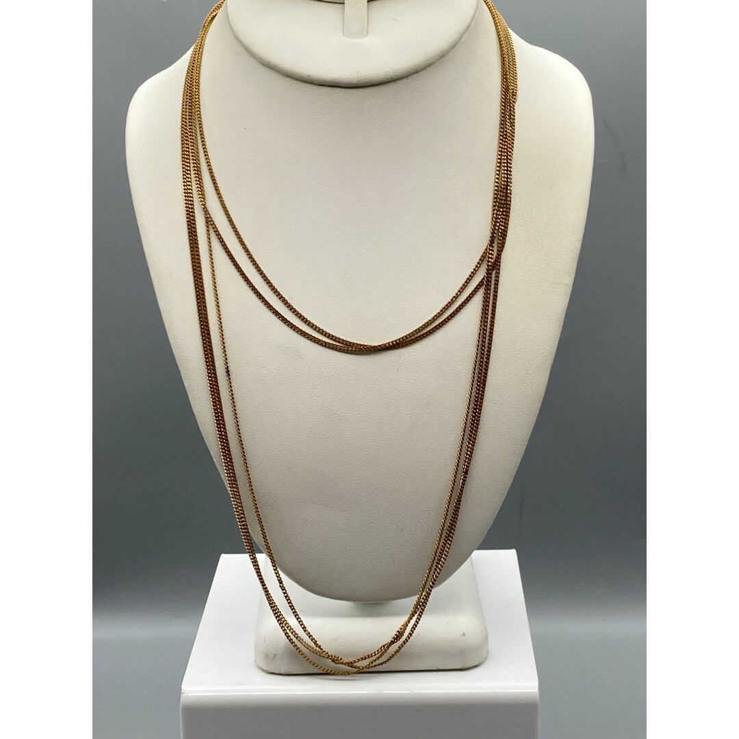 Delicate Multi Strand Chain Necklace, Five Strand Gold Tone Basic ...