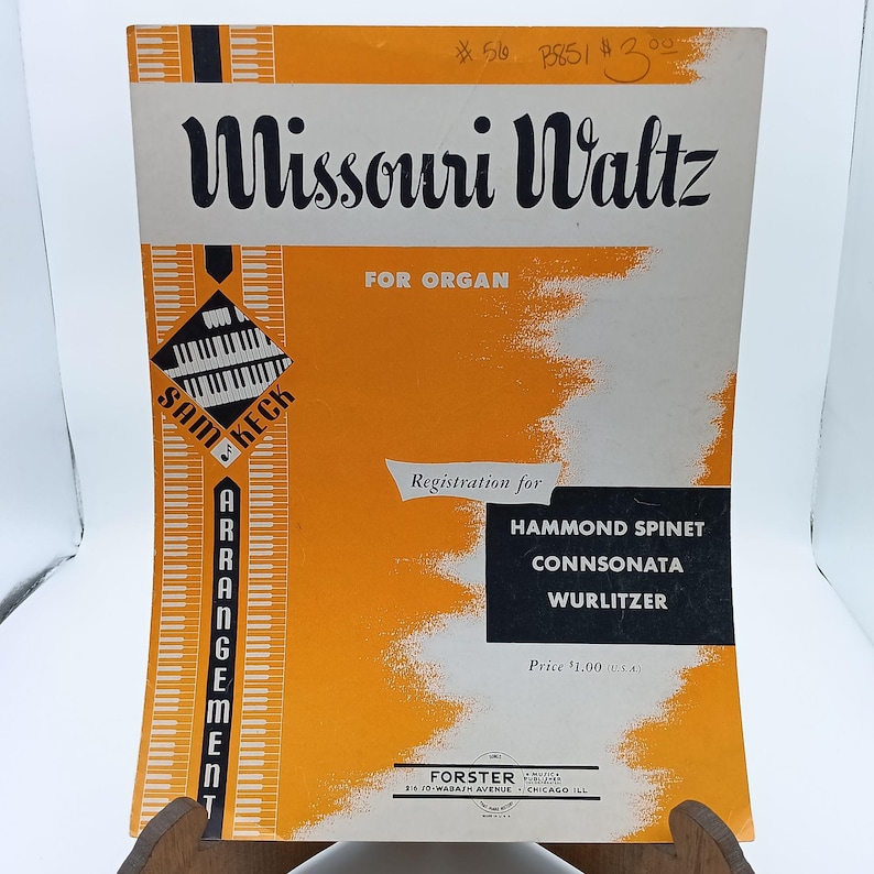 Vintage Forster Sheet Music for Organ, Missouri Waltz by Sam Keck 1953 ...