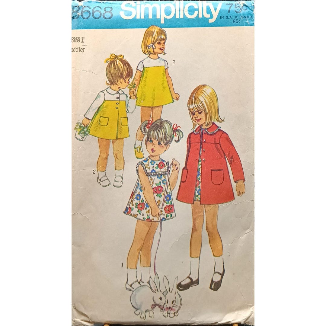 Simplicity 8668 Toddlers Coat & Dress Sewing Pattern Size 1 Vintage ...