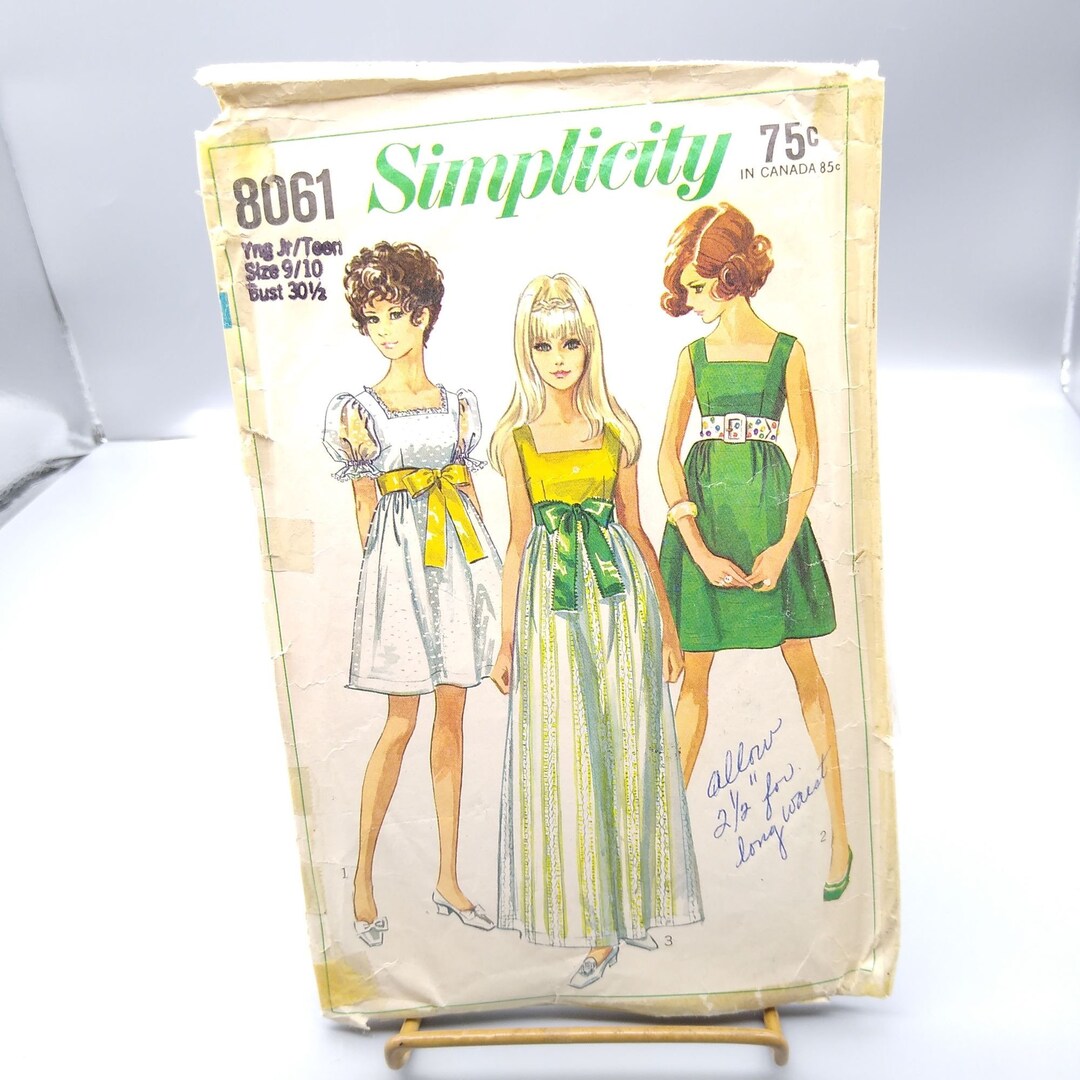 Vintage Sewing PATTERN Simplicity 8061, Young Junior Teen 1968 Baby ...