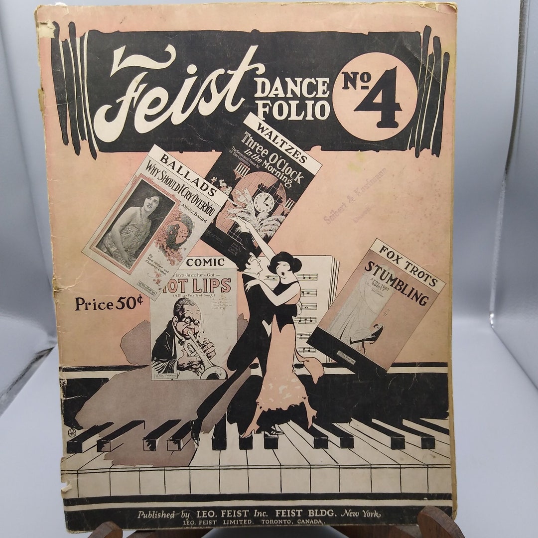 Vintage Sheet Music, Feist Dance Folio No 4, Waltz Ballad Fox Trot One Step for Piano Solo 1922 ...