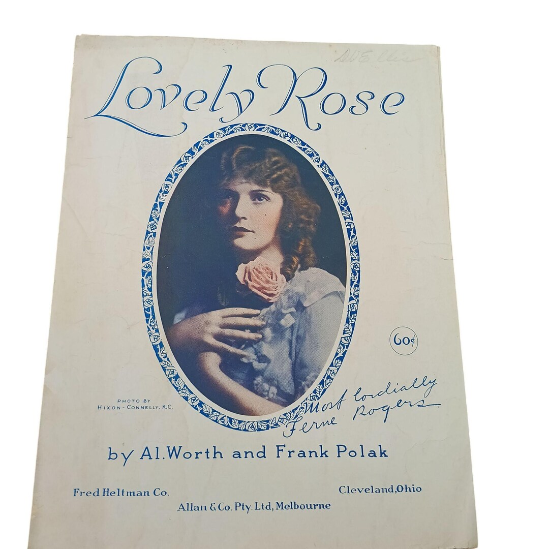 Vintage 1920s "lovely Rose" Sheet Music by Al. Worth & Frank Polak ...
