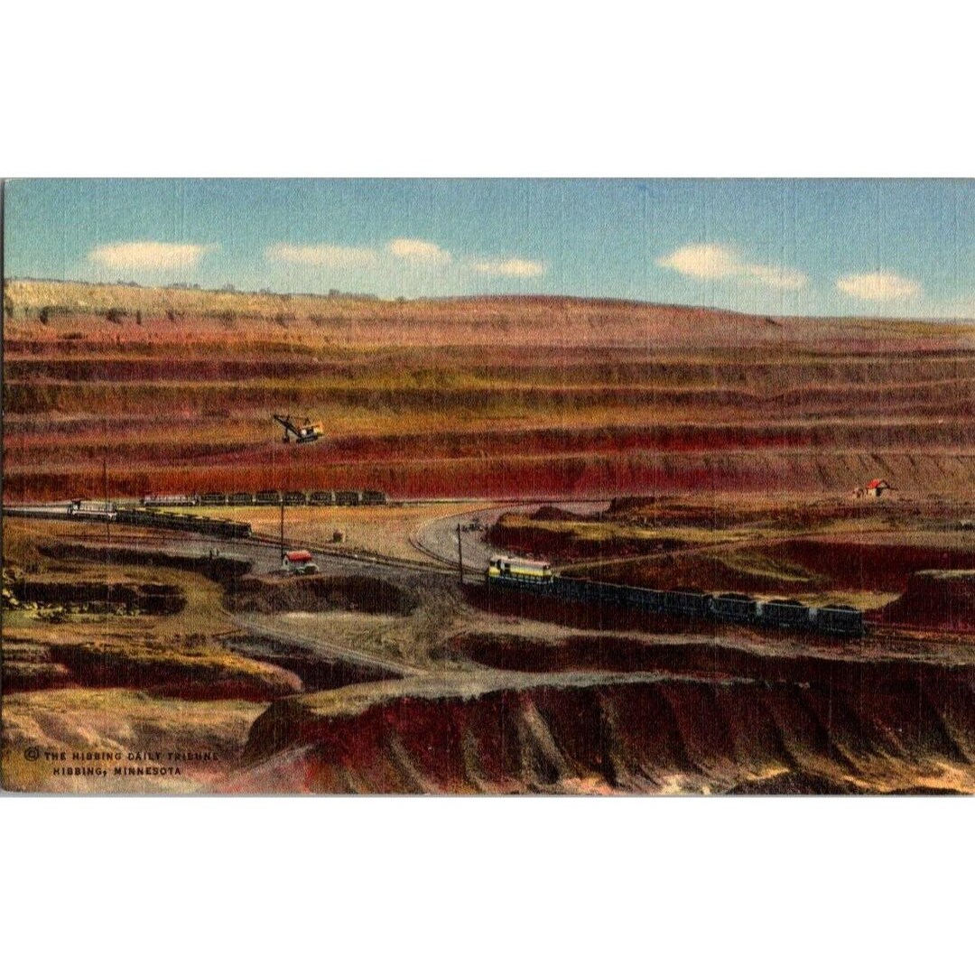 Vintage Hull-rust Mine Postcard Diesel Locomotives Hibbing Minnesota ...