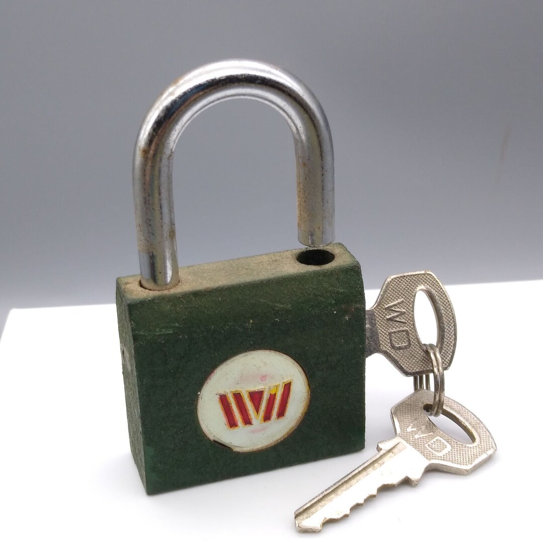 Vintage Wolfdog Padlock and Key, WD Green Lock - Etsy