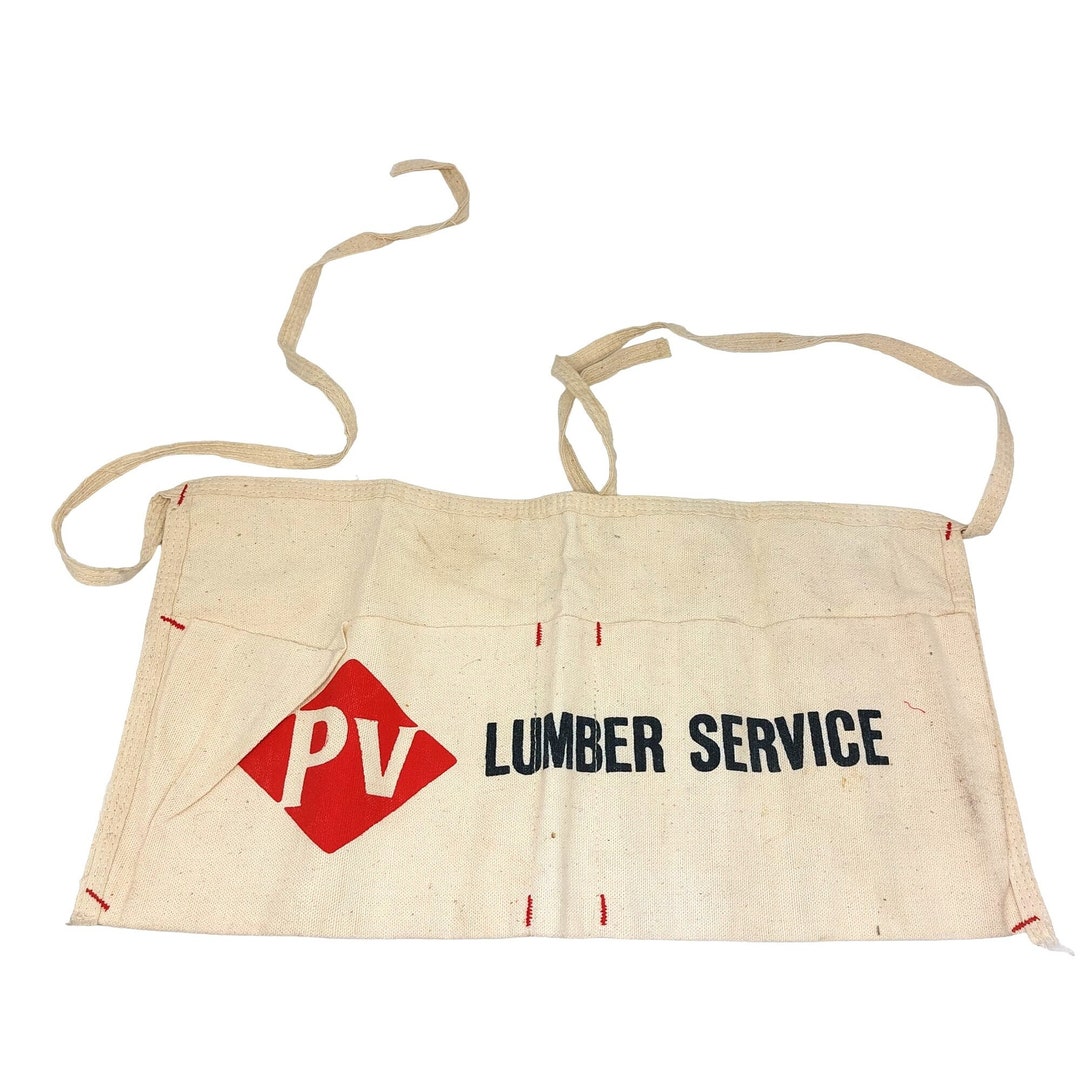 Vintage PV Lumber Service Apron, Beige Advertising Carpenter Nail ...