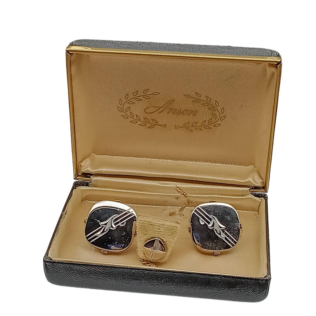 Vintage Anson Luxury Cufflinks & Tie Tack Set in Original Presentation ...