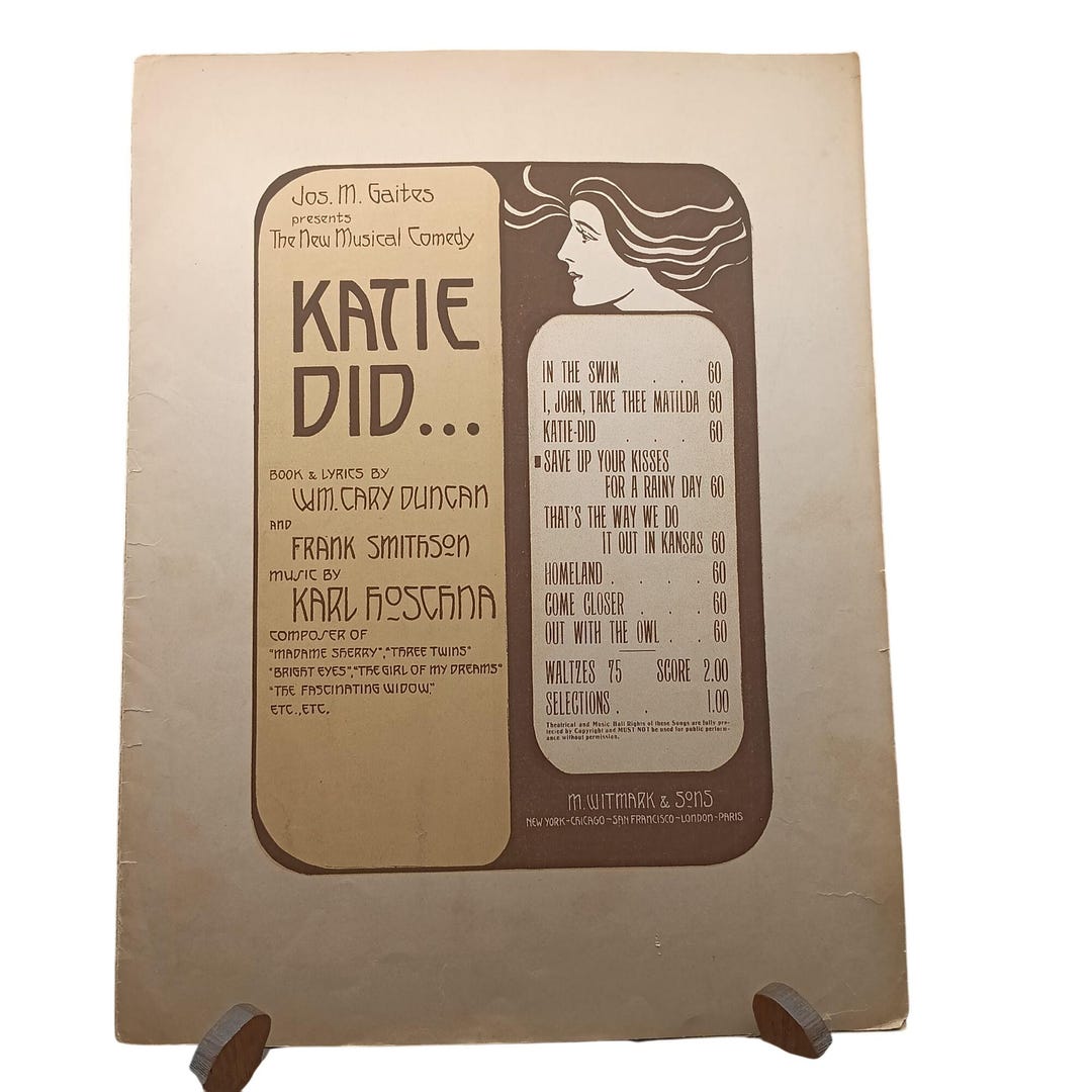 Katie Did Vintage Musical Comedy Sheet Music by Karl Hoschna & Jos. M ...