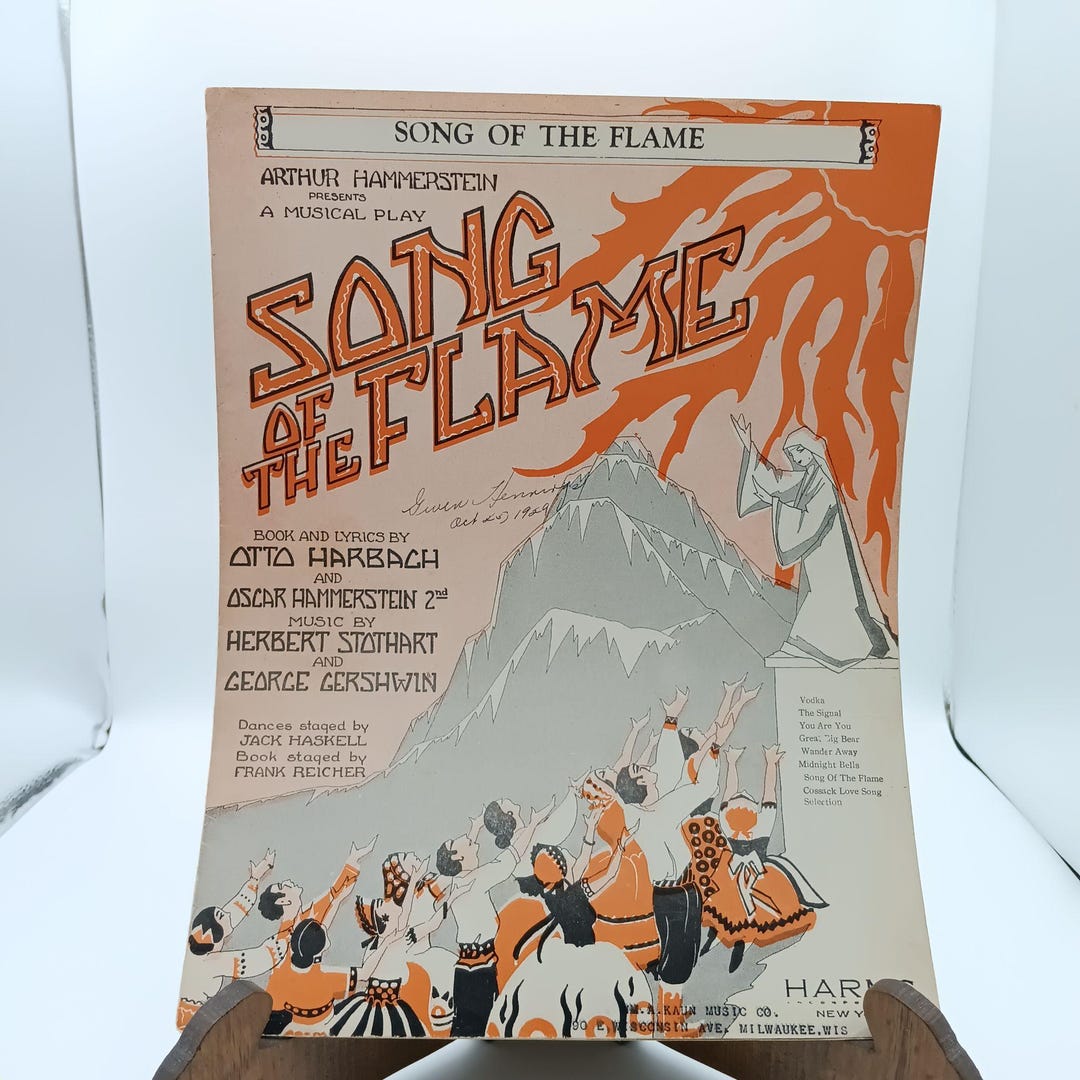 Song of the Flame 1925 Sheet Music by George Gershwin & Harbach Vintage ...