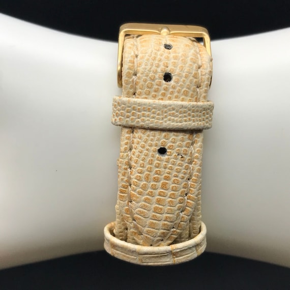 Vintage Gold Tone Japan Movement Watch Leather Band N… - Gem