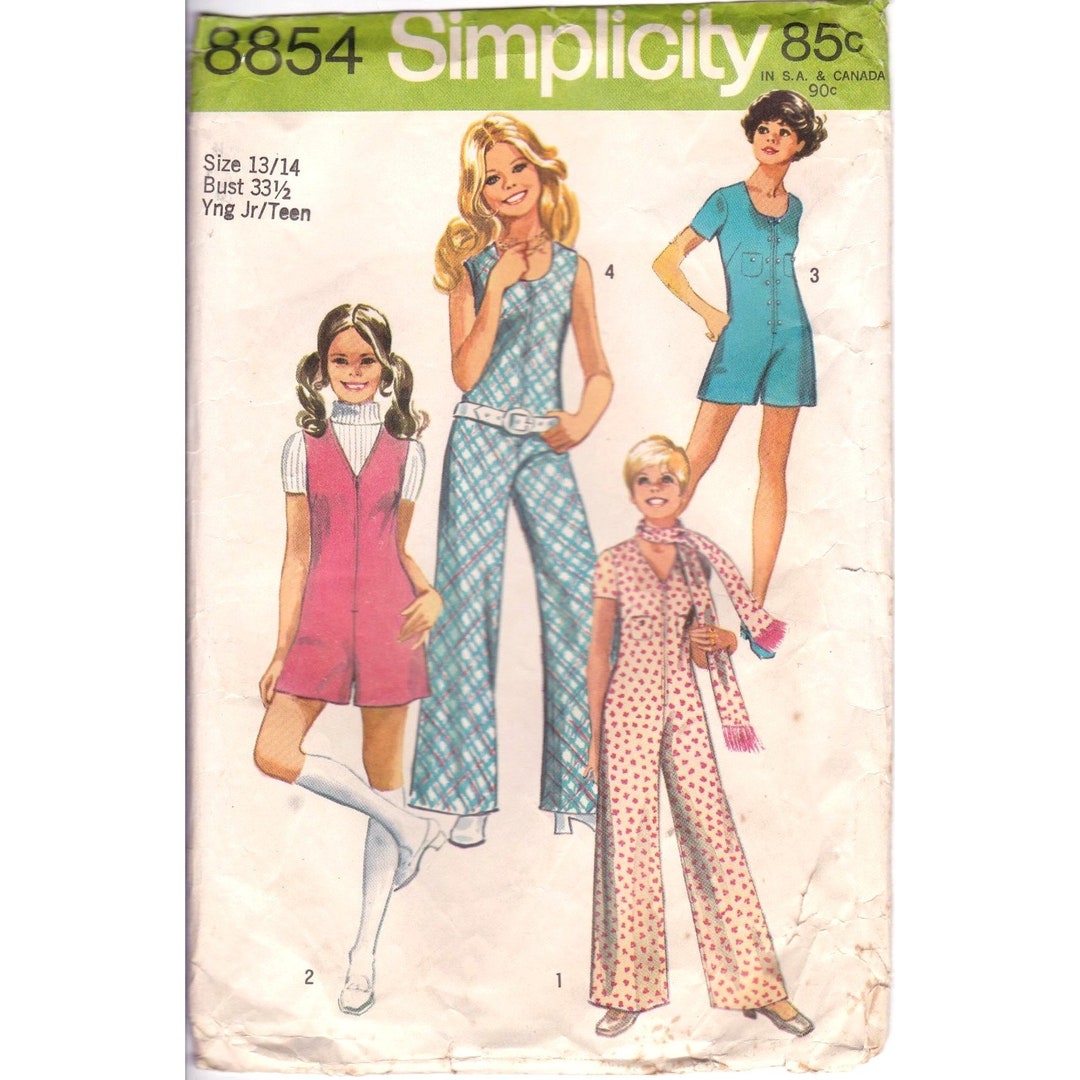 Vintage Sewing PATTERN Simplicity 8854, Young Junior Teen 1970 ...