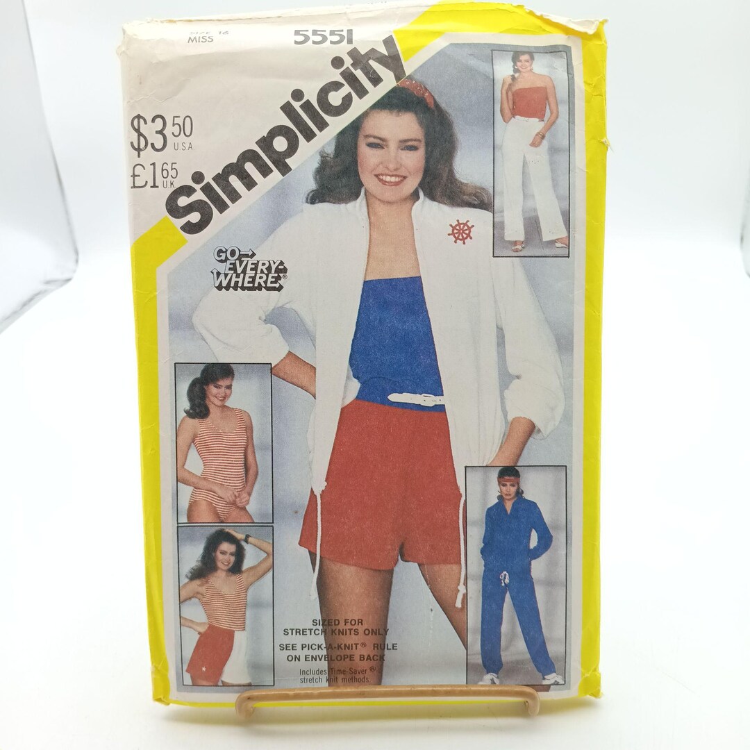 Simplicity 5551 Vintage Sewing Pattern Misses 80s Stretch Knit Pants ...