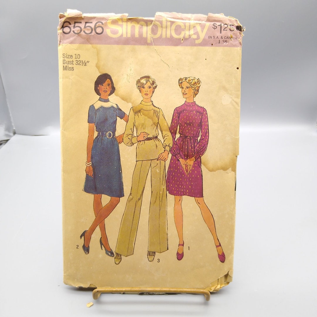 Vintage Sewing PATTERN Simplicity 6556, Misses 1974 Short Dress or Top ...