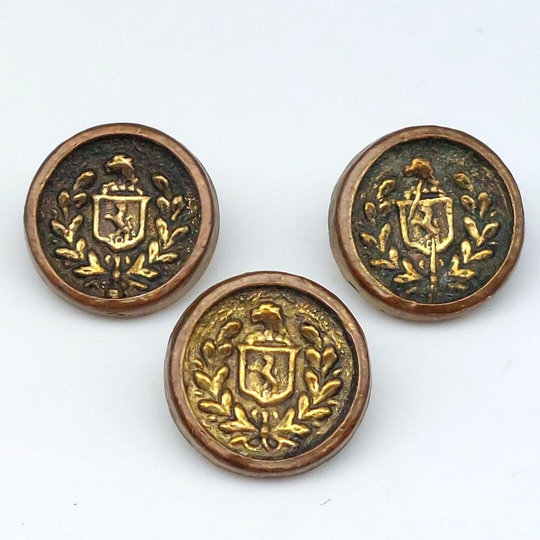 Antique Lion Crest Shield Uniform Buttons - Set of 3 - Etsy