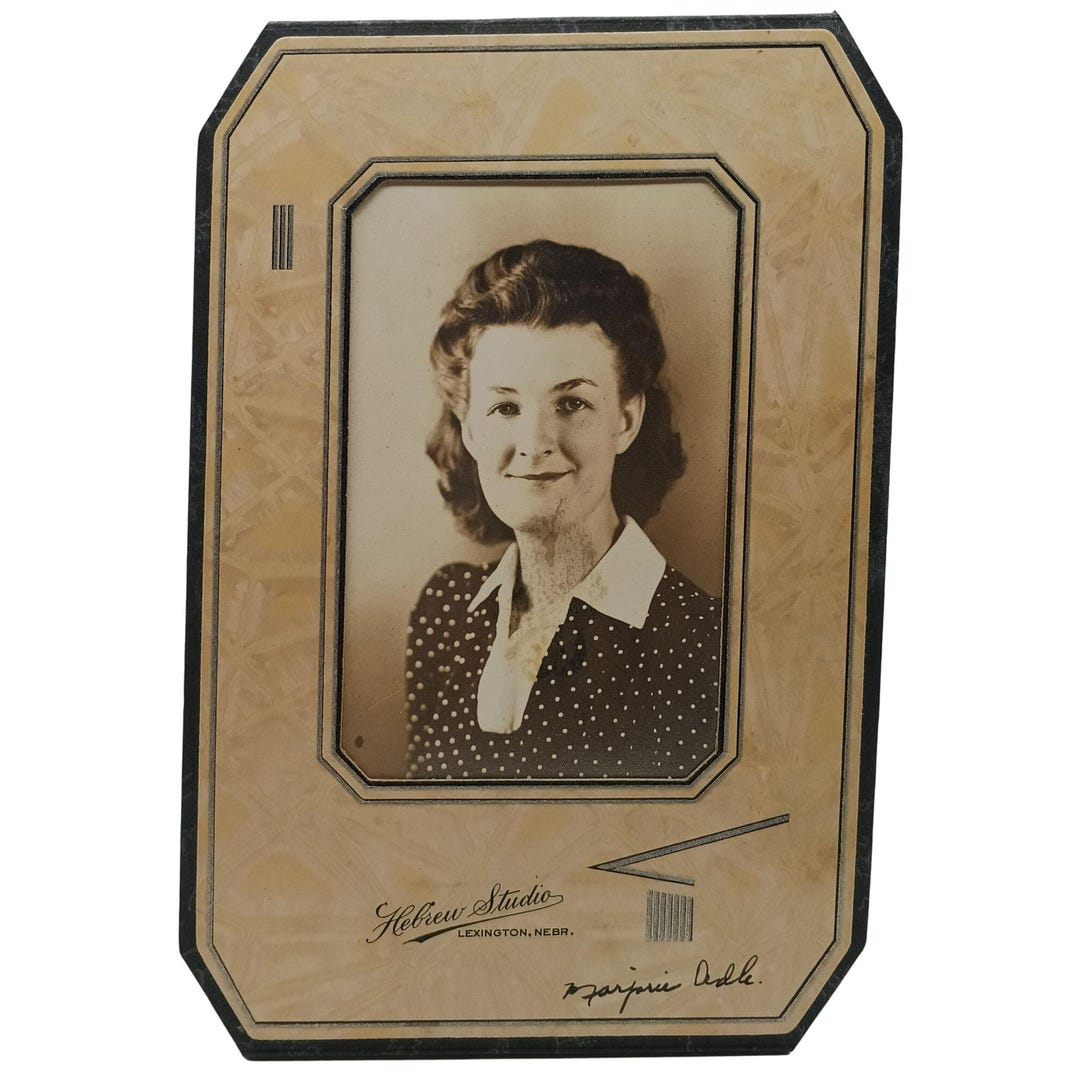 Vintage Hebrew Studio Portrait Lovely Young Lady in Polka Dot Dress ...
