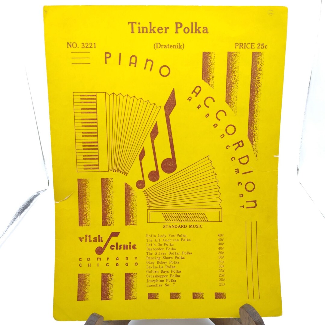 Vintage Sheet Music, Tinker Polka Dratenik No 3221 Piano Accordion ...