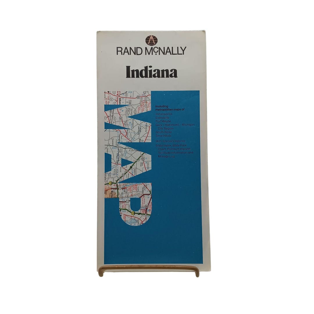 Rand Mcnally Indiana Fold-out Road Map 1980s Edition Vintage Travel ...
