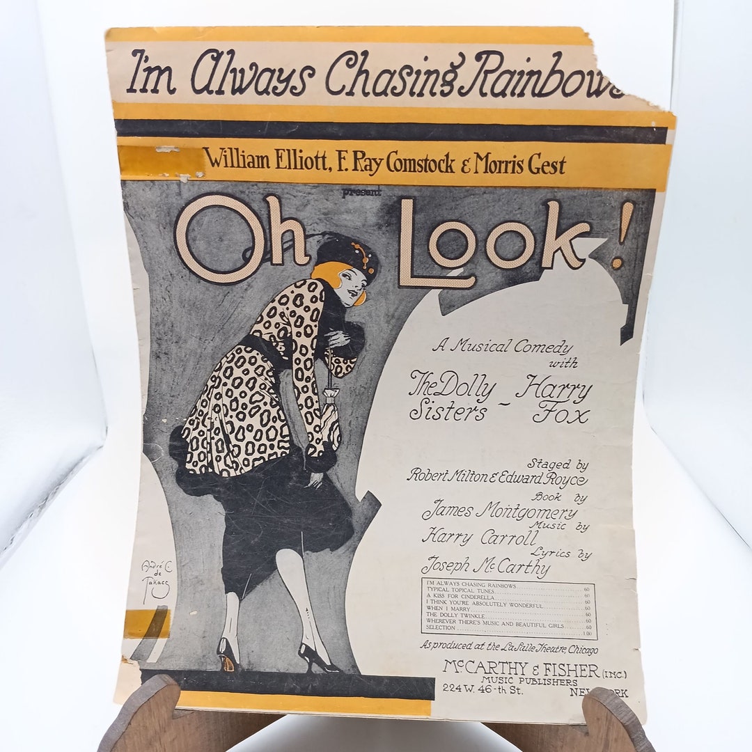 Vintage Sheet Music, I'm Always Chasing Rainbows, Dolly Sisters, Miller ...