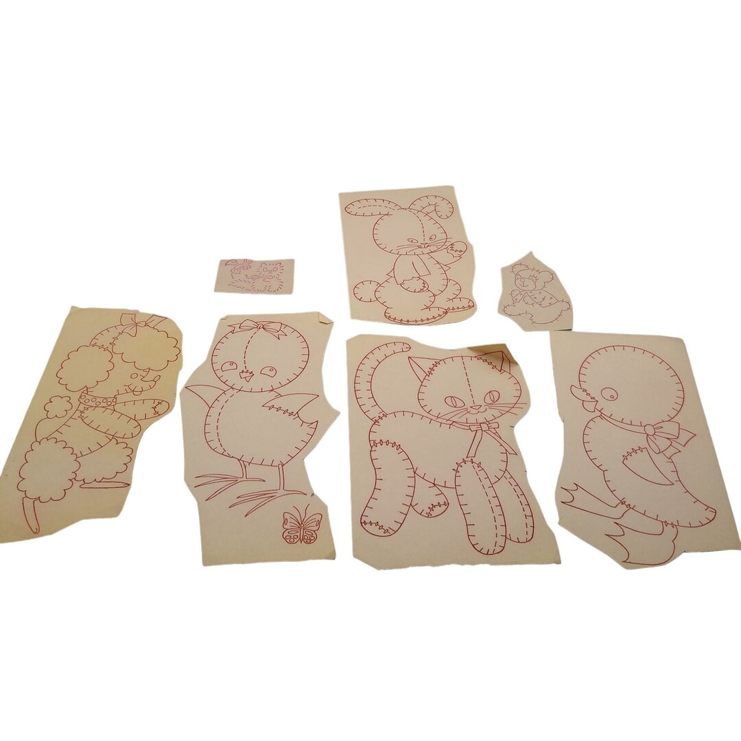 Vintage Stitched Animals Transfer Patterns, MCM Workbasket Iron on ...