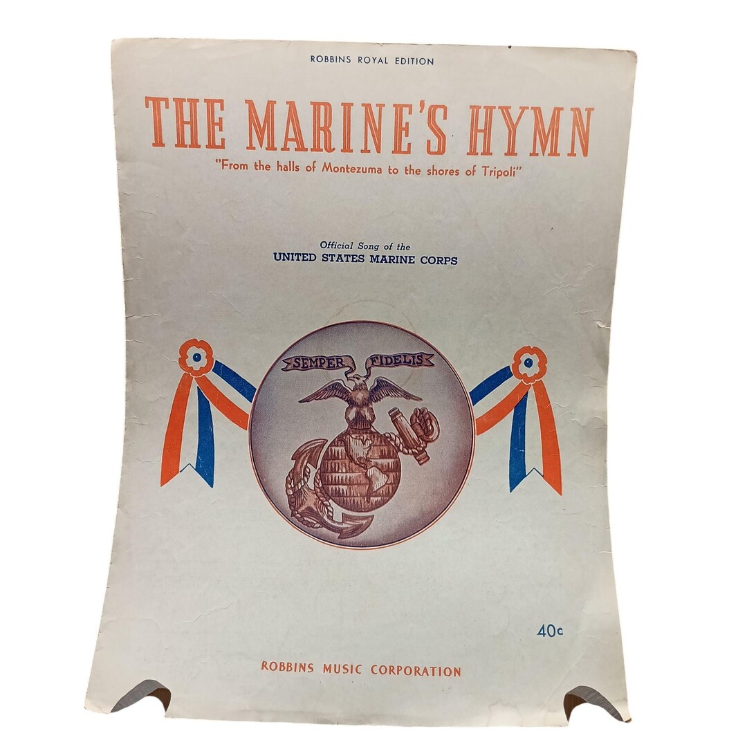 Vintage 1942 the Marines Hymn Sheet Music Robbins Royal Edition ...