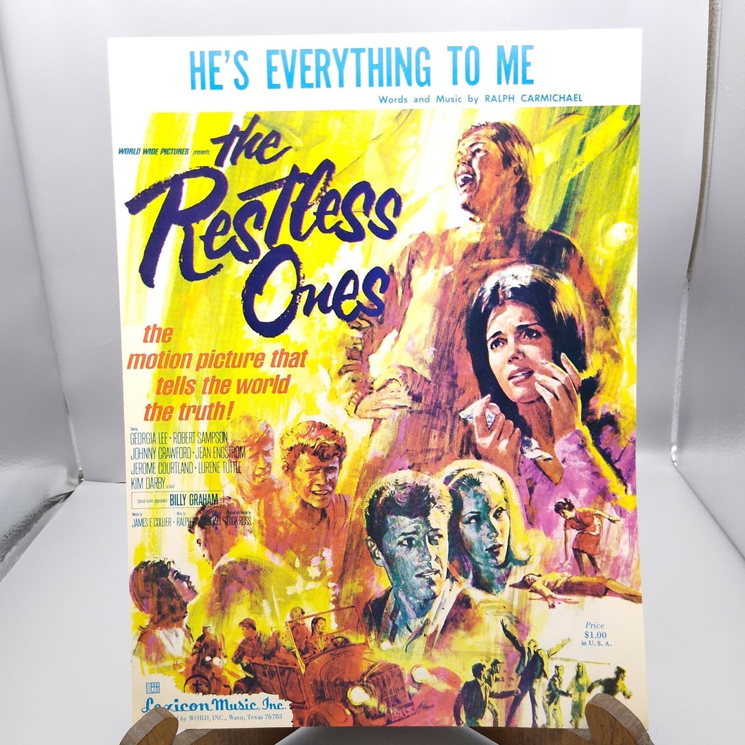 Vintage Sheet Music, He's Everything to Me by Ralph Carmichael, Lexicon 1964 Restless Ones ...
