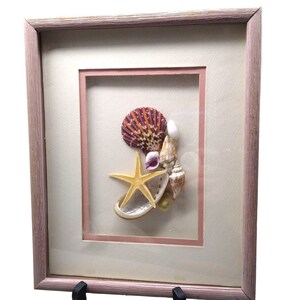 Genuine Pair Seashell Shadow Box Framed Art, Vintage Mauve Sea Shore ...