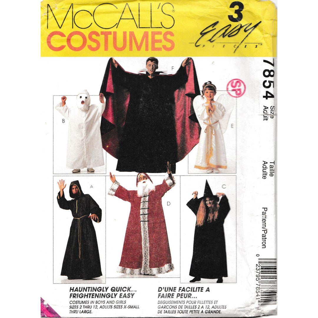 Vintage Sewing PATTERN Mccalls 7854, Adult Halloween Costumes, 1995 ...