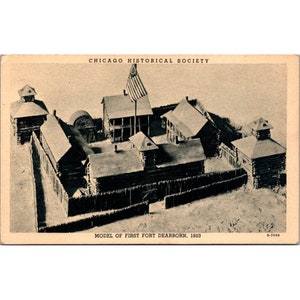 Vintage Linen Postcard, Model of First Fort Dearborn 1803, Chicago ...