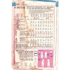 Vintage Sewing PATTERN Simplicity 8259, Jiffy Misses Petite 1969 Mini ...