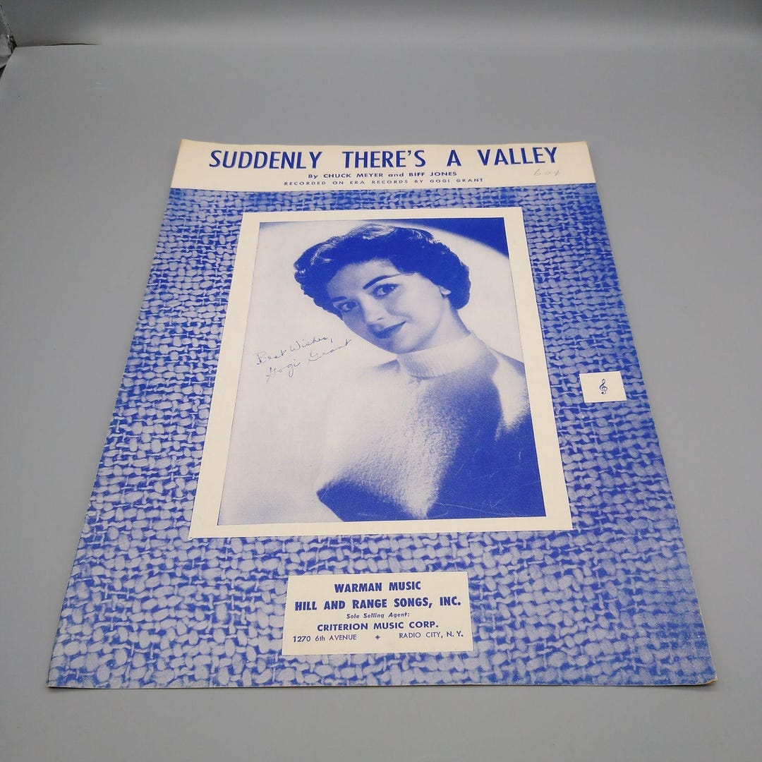 Vintage Sheet Music, Suddenly There's a Valley by Gogi Grant, Chuck ...