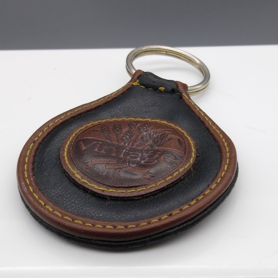 Vintage Embossed Leather Keychain Fob, Classic Wheat … - Gem