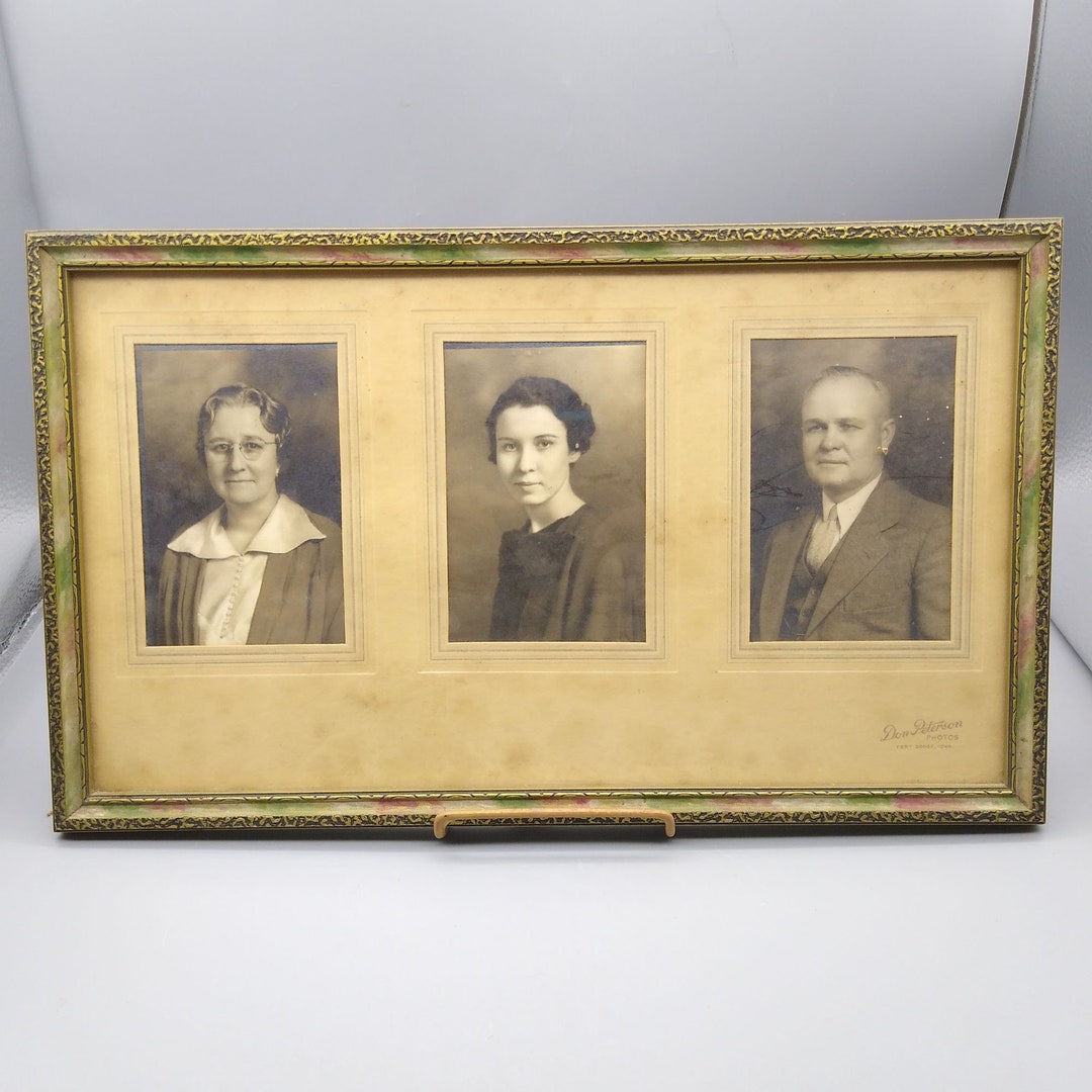 Vintage Framed Portrait Photo, Original Black and White Triple Matted ...