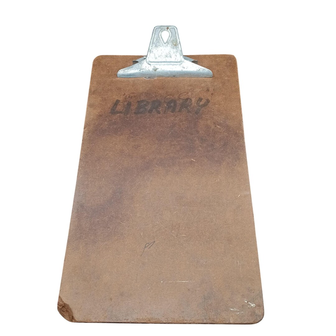 Vintage Wooden Legal Size Clipboard With Metal Clip & "library" Print ...