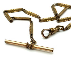 Antique SOB & Co Watch Chain With Clip and T Bar, Gold Filled Fancy Bar ...