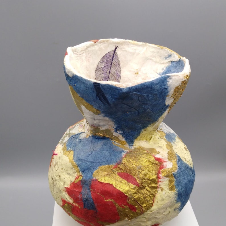 Papier Mache Tissue Paper Vase Collage Artisan Unique OOAK - Etsy
