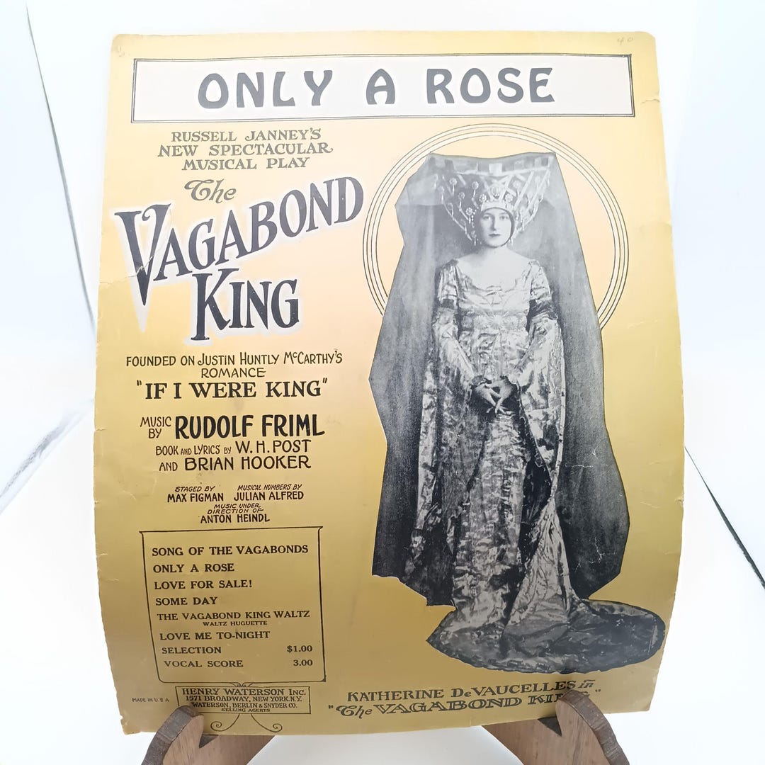 Vintage Sheet Music the Vagabond King Only A Rose & Dawn of To-morrow ...