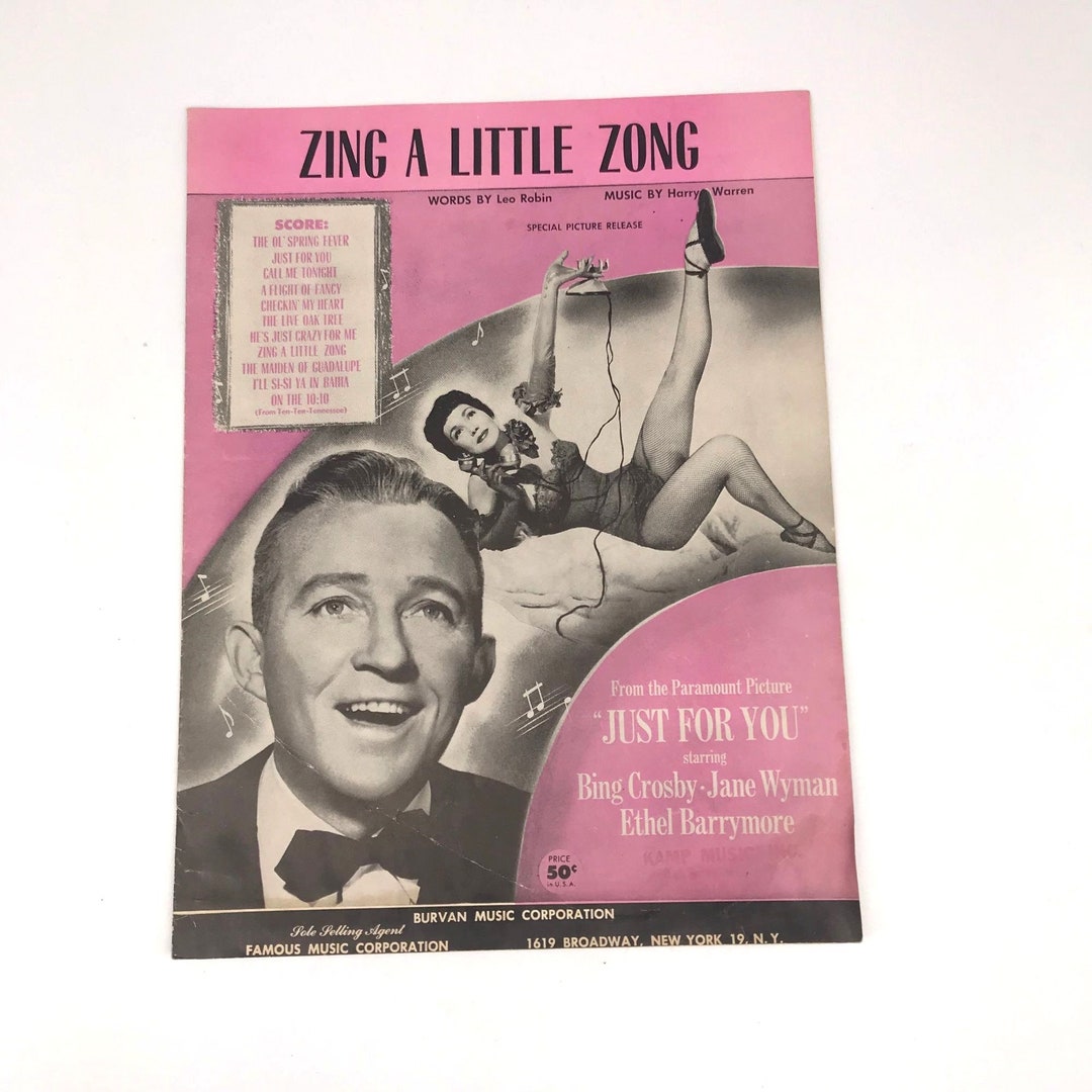 Vintage Sheet Music, Zing a Little Zong, Robin and Warren 1952 ...