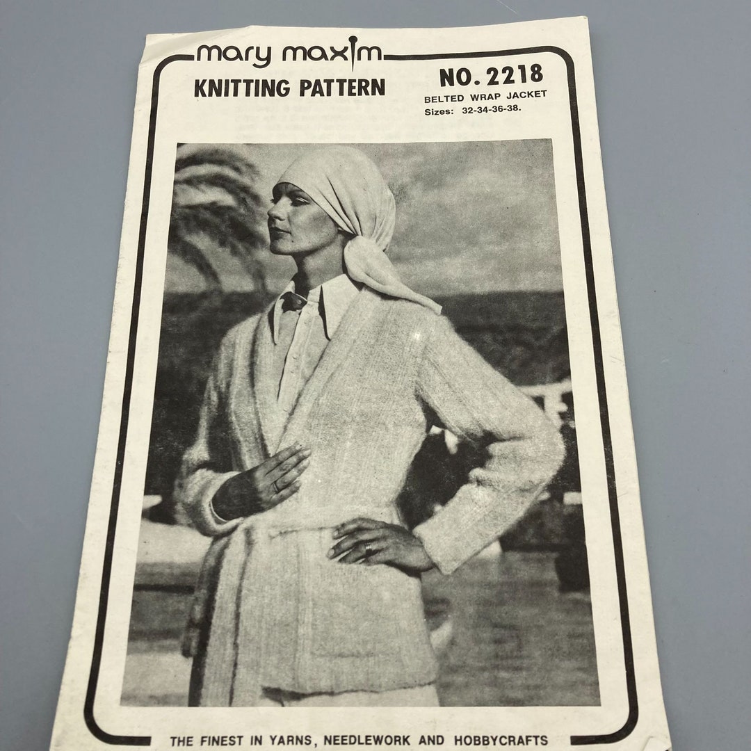 Vintage Mary Maxim Patterns, Ladies Belted Wrap Jacket No 2218, 1950s ...