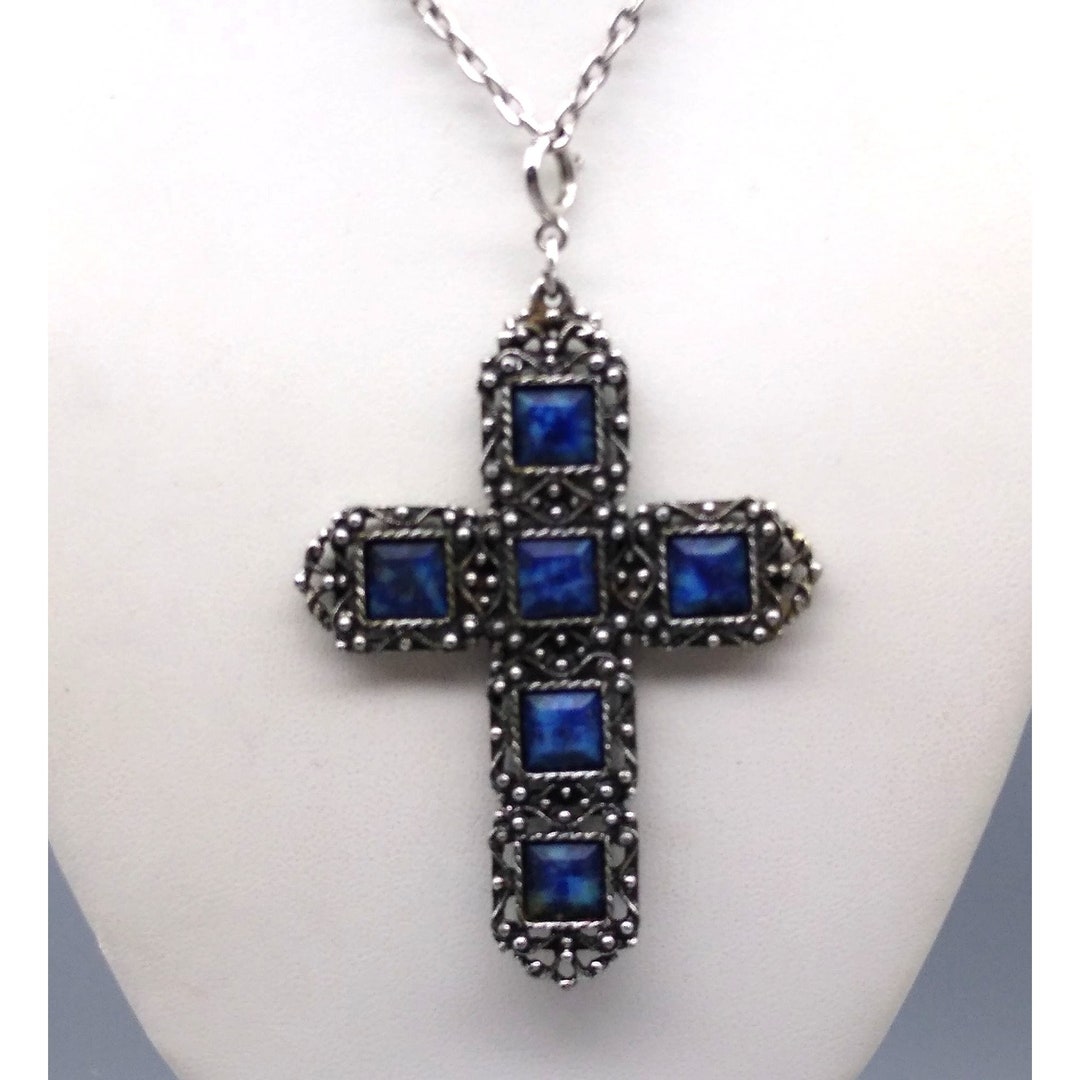 Vintage Sarah Coventry Tudor Cross Pendant Necklace, Ornate Silver Tone ...