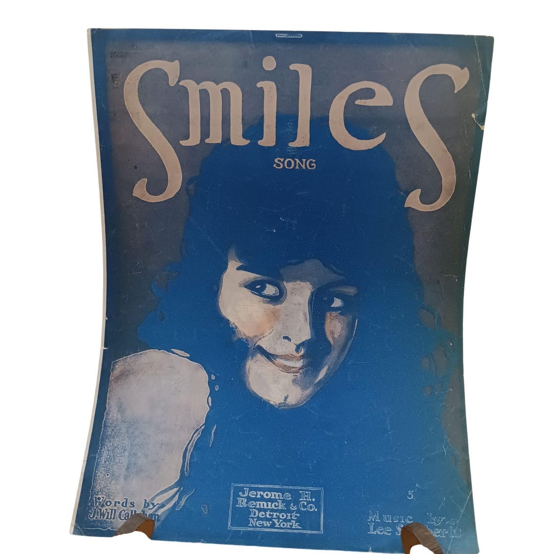 Smiles Vintage Sheet Music 1917 Jerome H. Remick & Co. Blue Cover Song ...