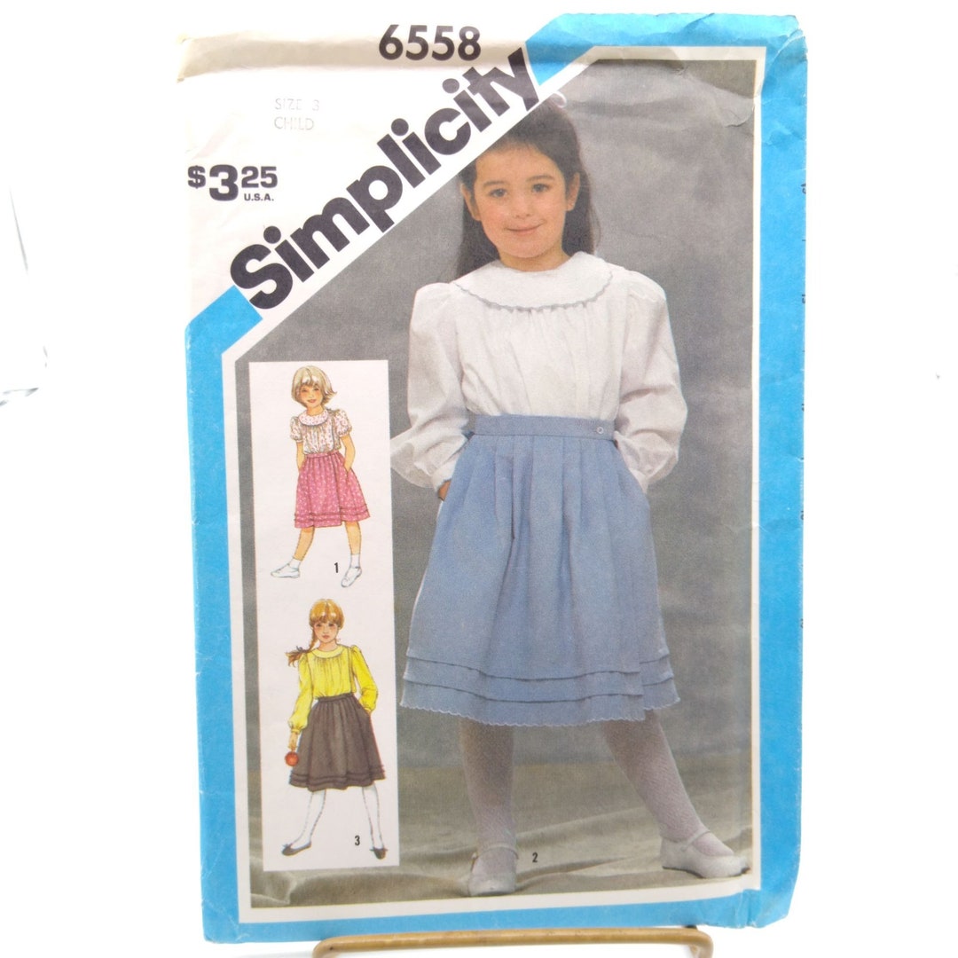 UNCUT Vintage Sewing PATTERN Simplicity 6558, Childs 1984 Wrap Skirt ...