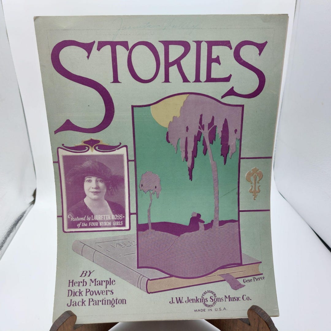 Antique 1920s Sheet Music "stories" Published by J.W. Jenkins Sons ...