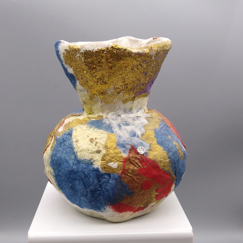 Papier Mache Tissue Paper Vase Collage Artisan Unique OOAK - Etsy