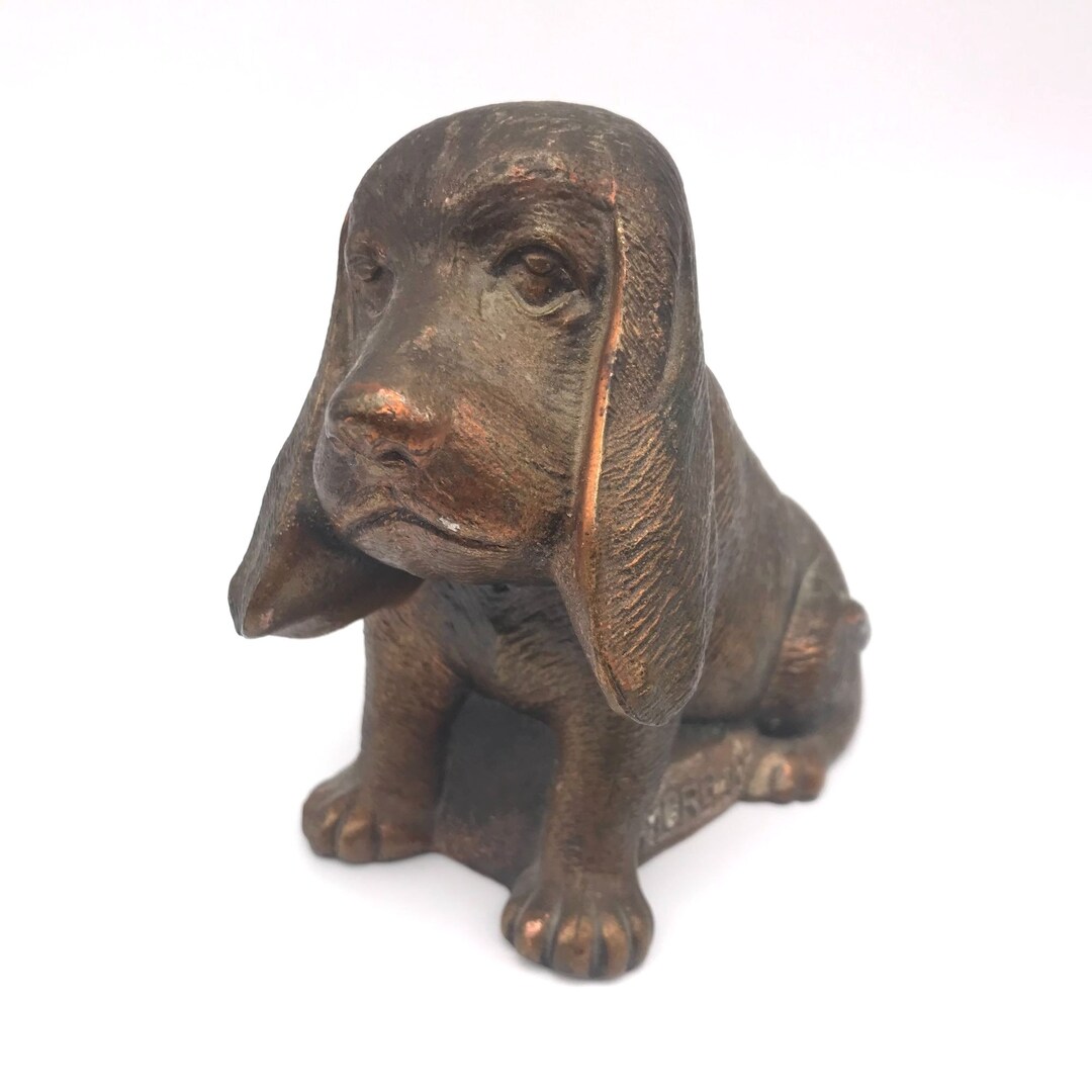 Vintage Metal Hound Dog Bank Complete With Stopper, MORGAN Cast Bronzed ...