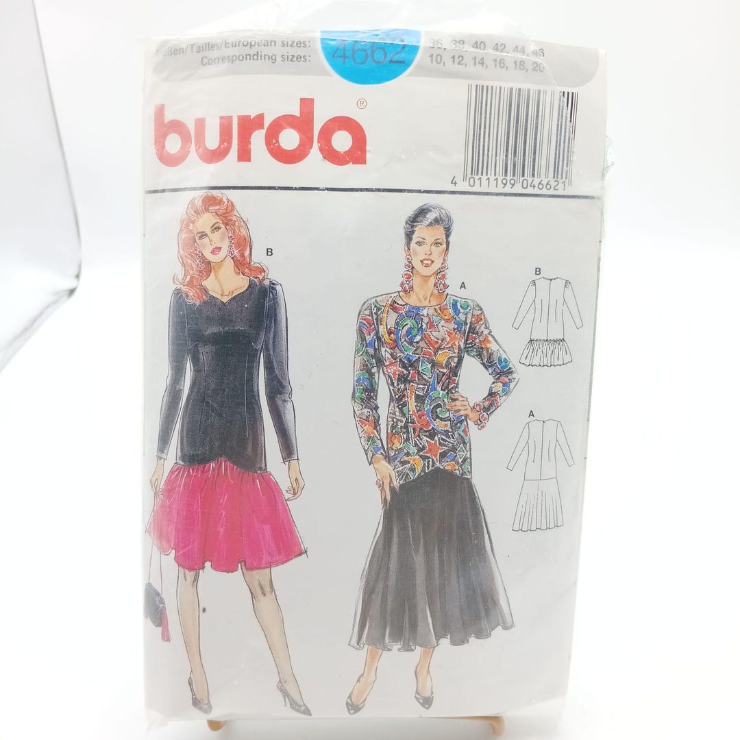 Vintage Burda 4662 Sewing Pattern for Womens Tops & Skirts Size 10-20 ...