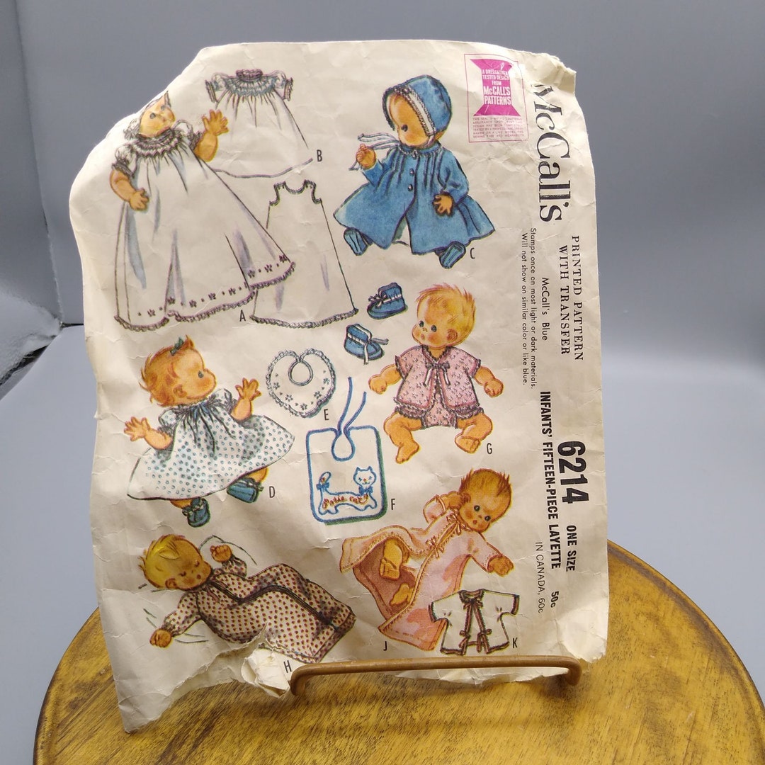 Vintage Sewing PATTERN Mccalls 6214, 1961 Infants Layette, 15 Pc, Baby ...
