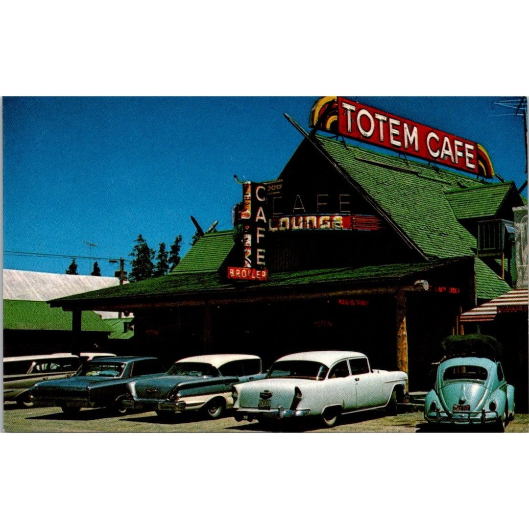 Vintage Chrome Yellowstone Postcard, Historic Montana West Totem Cafe ...