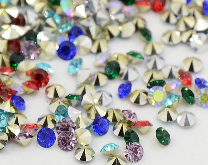1000 Rhinestones 2 Mm Rhinestone Diamond Shape Chaton Pointed Cone ...