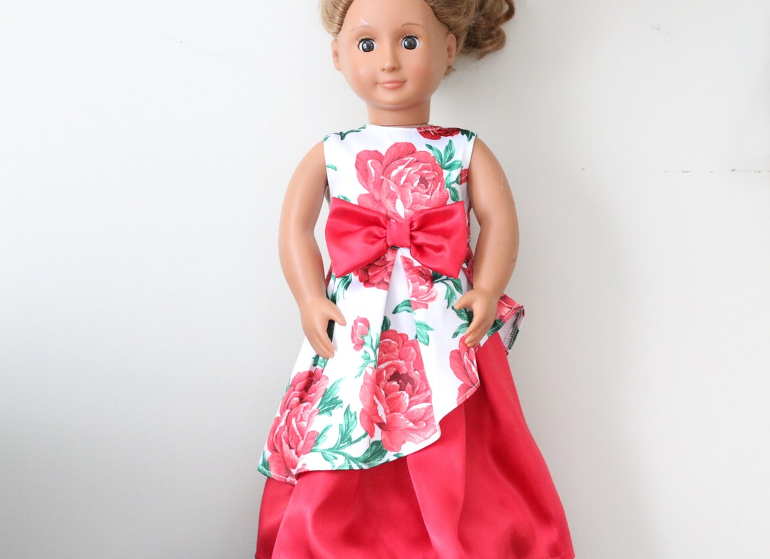 Rose Doll Dress, Doll Dress, Handmade Doll Dress, 18" Doll Dress, Bow ...