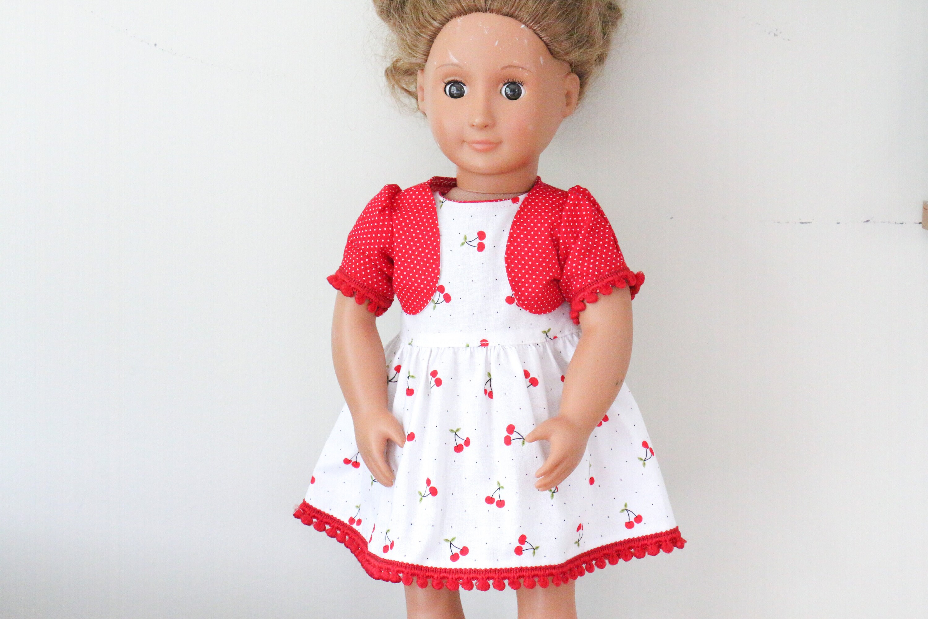 Cherry Doll Dress, Red Doll Dress, Handmade Doll Dress, 18" Doll Dress ...